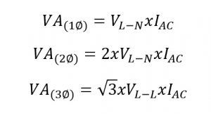 Amperes to VA - Convert, calculator, chart and formula