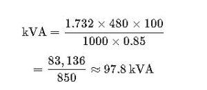 Calculator Volts to kVA - Formula, examples and chart