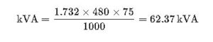 Calculator Volts to kVA - Formula, examples and chart
