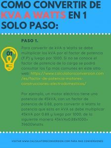 Calculadora de kVA a Watts con formula, tabla y ejemplos