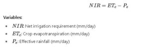 Irrigation and Water Requirement Calculation: Formulas, Tables