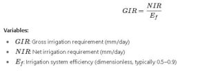 Irrigation and Water Requirement Calculation: Formulas, Tables