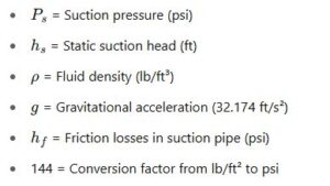 Pump Suction and Discharge Pressure Calculator