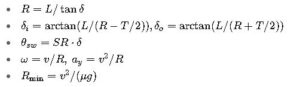 Vehicle Turning Radius Calculation