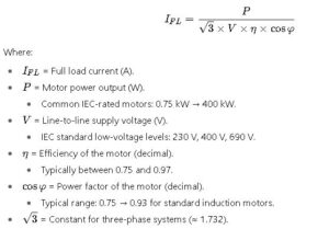 Three-Phase Motor Full Load Current Calculator (IEC Standard)