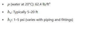 Pump Suction and Discharge Pressure Calculator