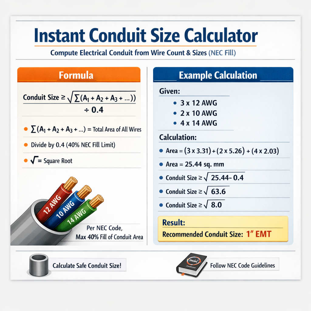 Instant Conduit Size Calculator: Compute Electrical Conduit from Wire ...